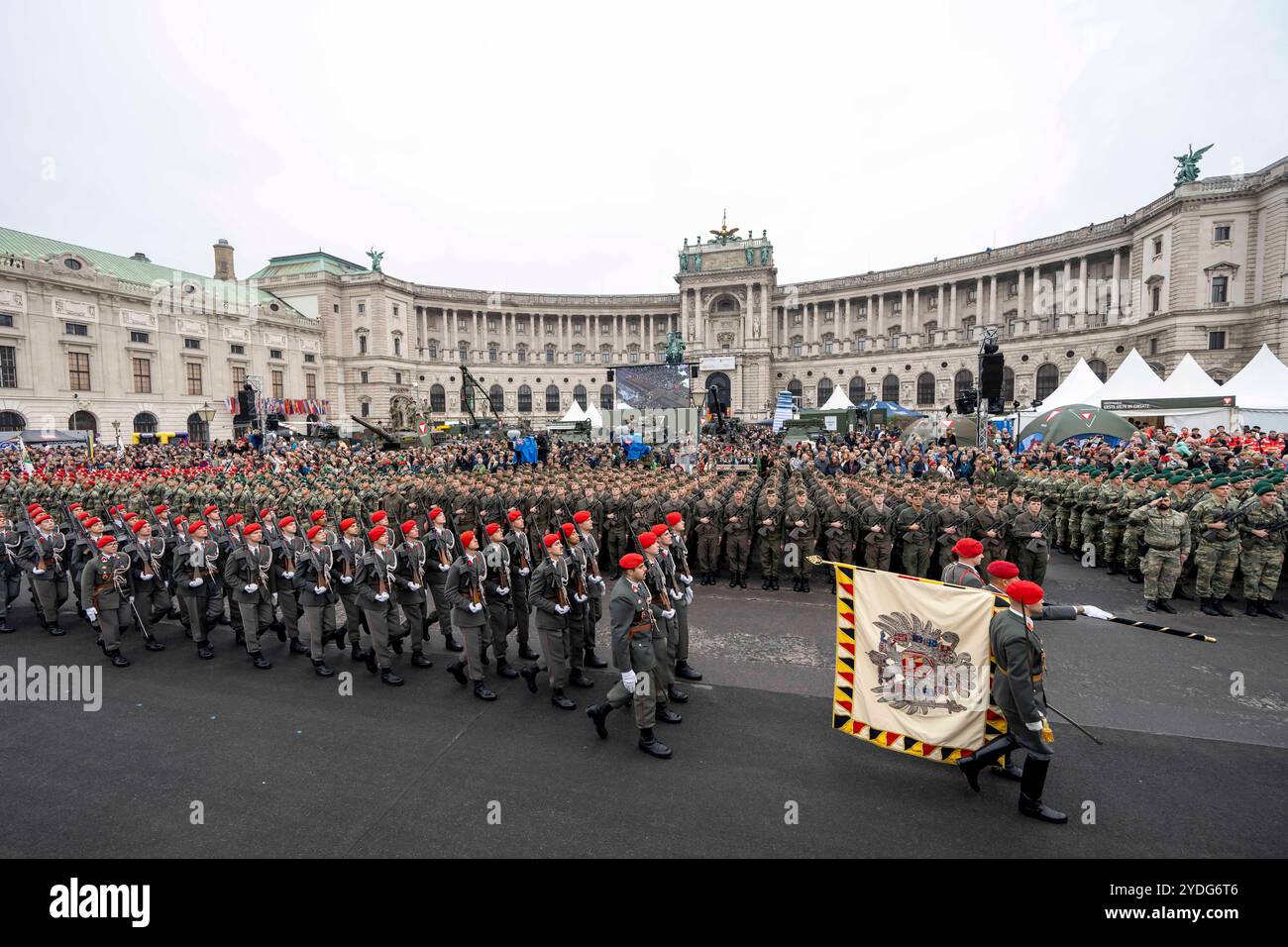 Recruits marching our after their swearing-in ceremony during ...