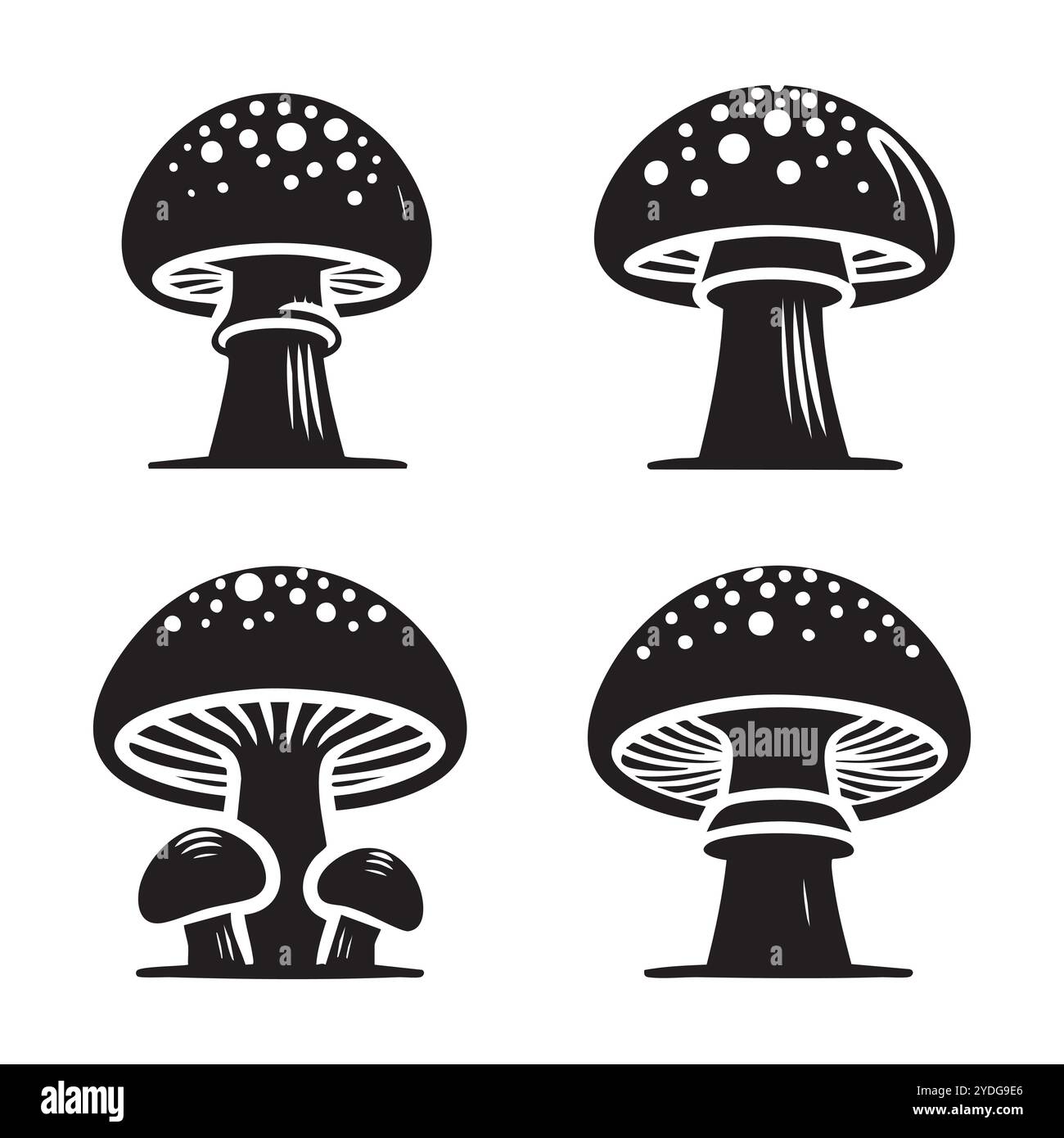 Set of mushroom silhouette on white background Stock Vector Image & Art ...
