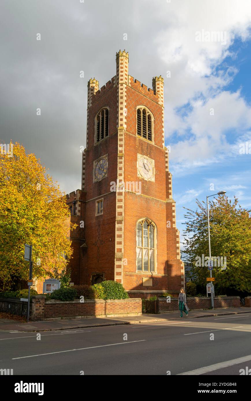 Red brick clock tower of parish church of Saint Paul, Hills Road ...