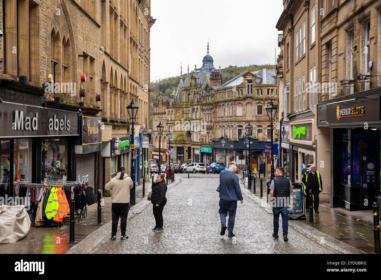 UK, England, Yorkshire, Halifax, Town Centre, Crown Street, leading to ...