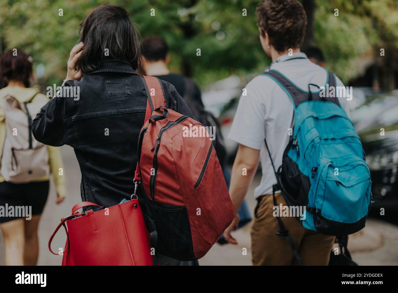 Rear view diverse students walking hi-res stock photography and images ...