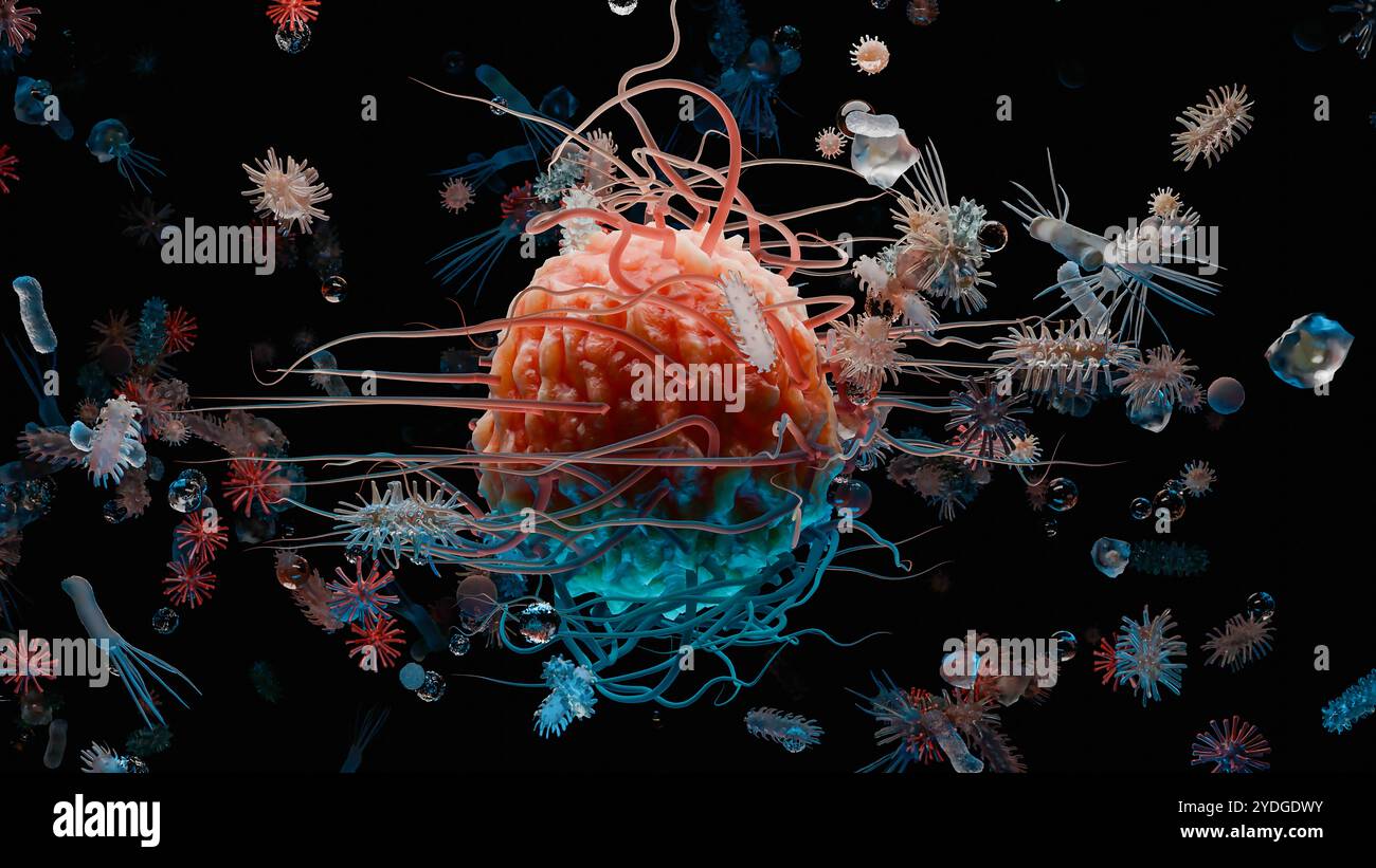 Different types of virus and bacteria and microbe and germs set, Microbiology organism, biology ...