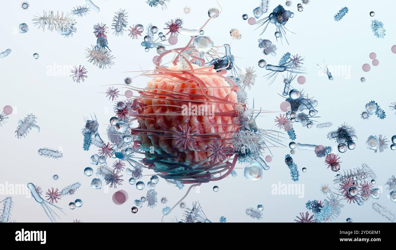 Different types of virus and bacteria and microbe and germs set, Microbiology organism, biology ...