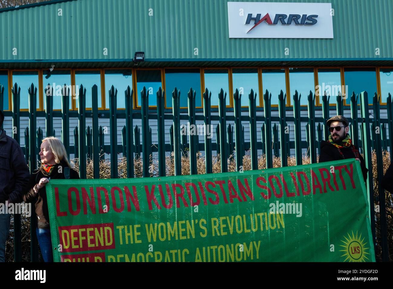 Dozens of demonstrators and activists from peace and anti-arms trade ...