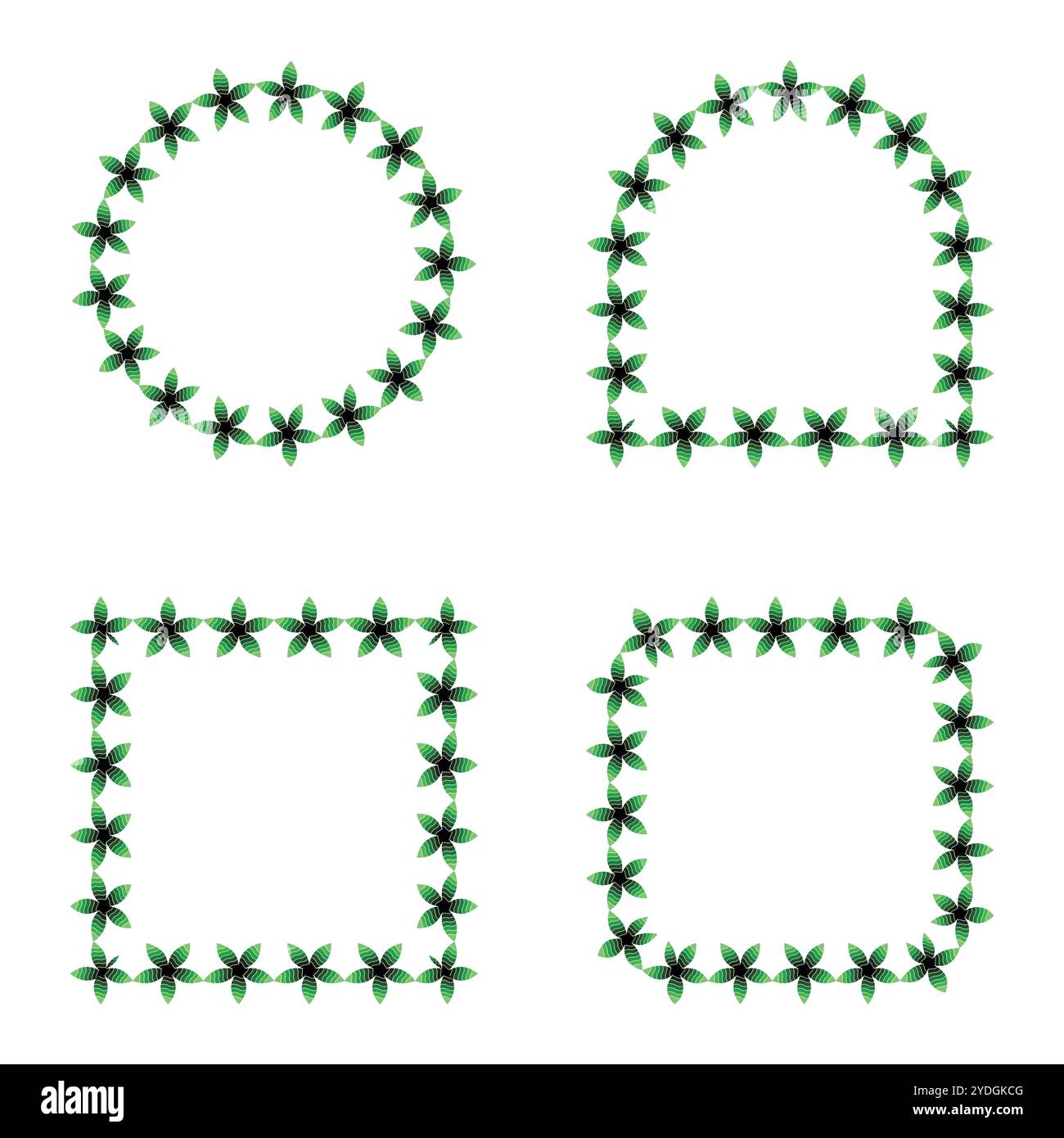 Set of floral frames with green leaves. Vector illustration for your ...