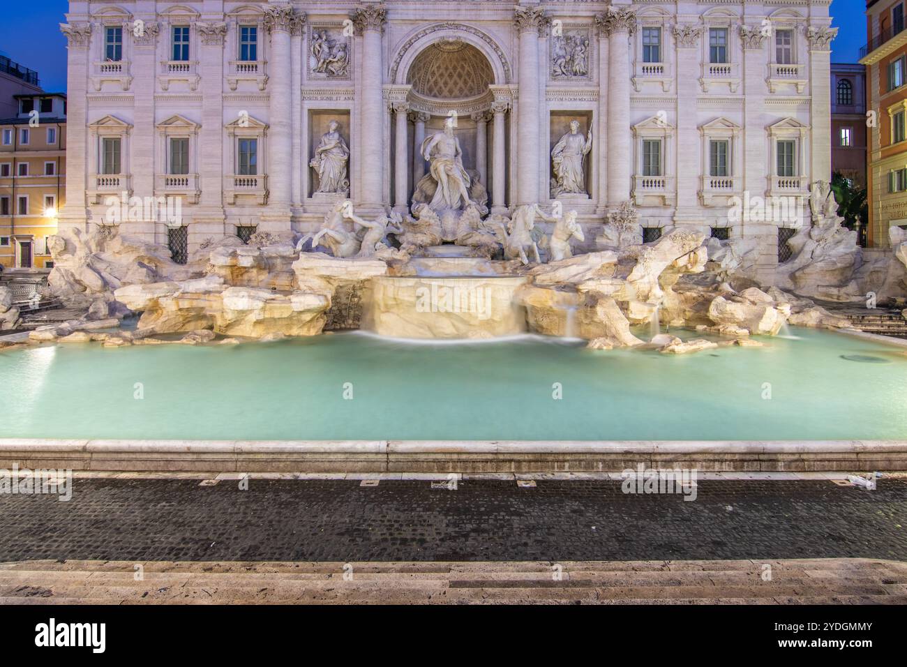 The Trevi Fountain, no people, on the Piazza di Trevi in front of the ...