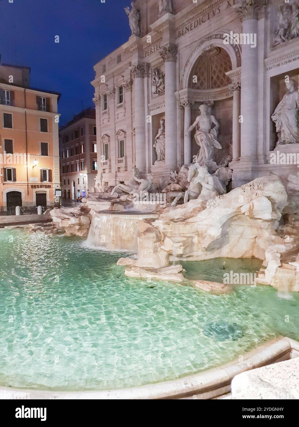 The Trevi Fountain, no people, on the Piazza di Trevi in front of the ...