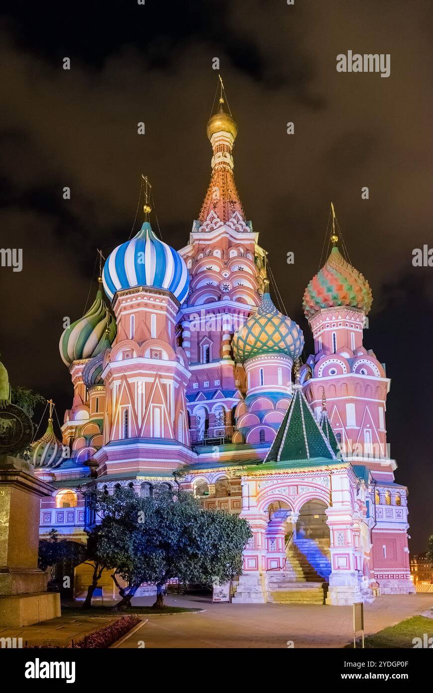 The scenic orthodox Saint Basil's Cathedral at dusk, iconic landmark on ...