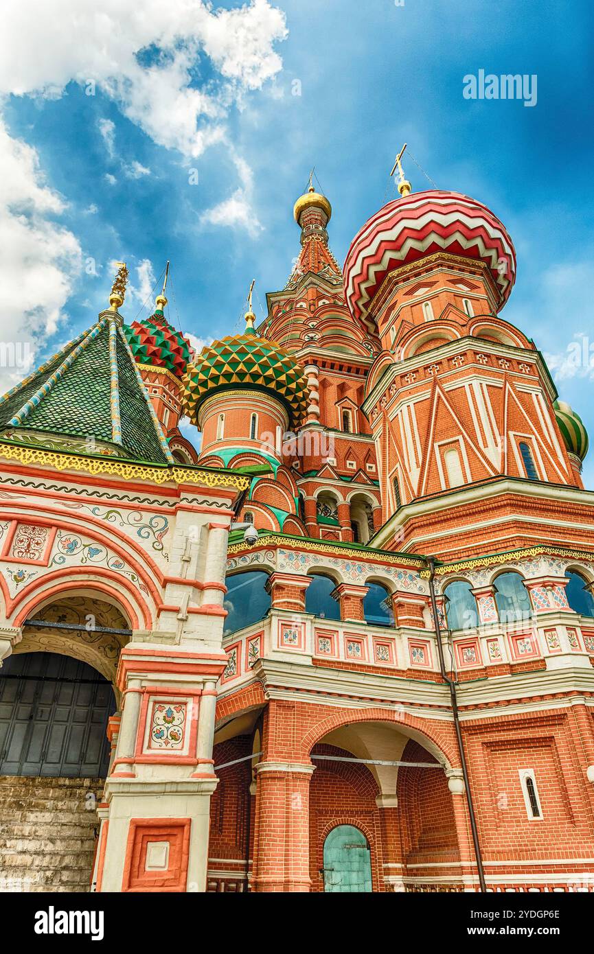 The scenic orthodox Saint Basil's Cathedral, iconic landmark on Red ...
