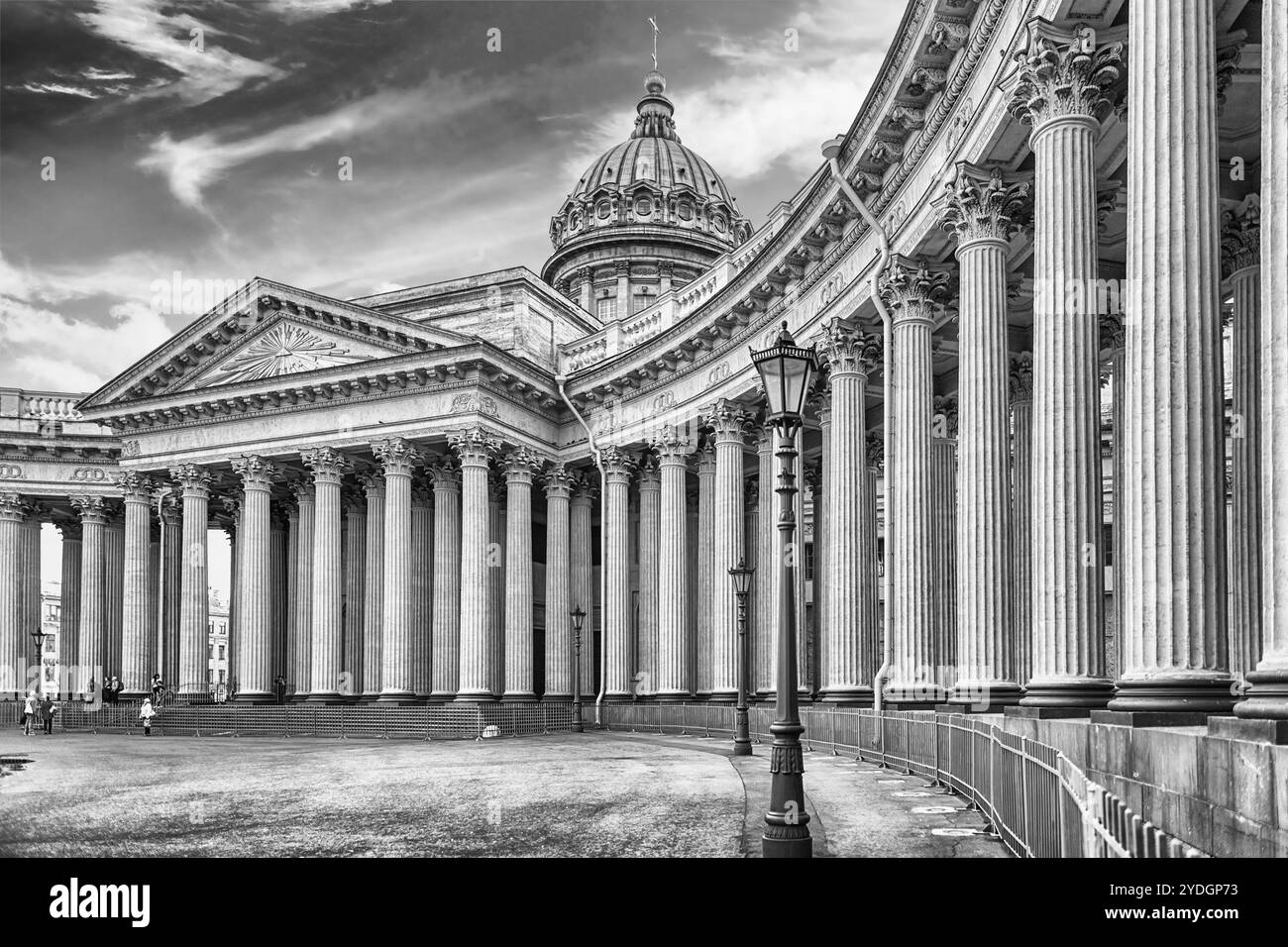 The iconic facade and colonnade of Kazan Cathedral, one of the main citysights in St. Petersburg ...
