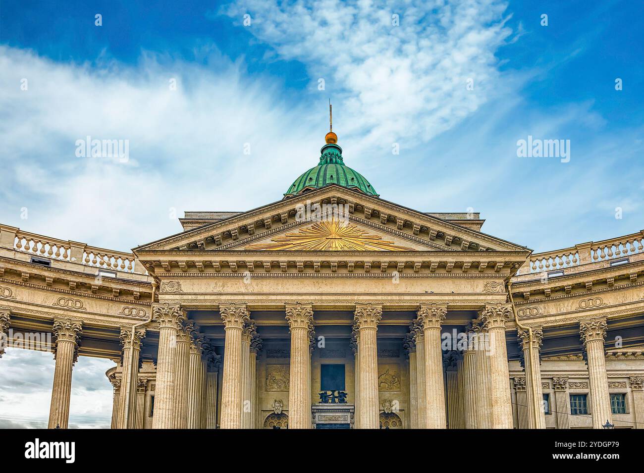 The iconic facade and colonnade of Kazan Cathedral, one of the main citysights in St. Petersburg ...