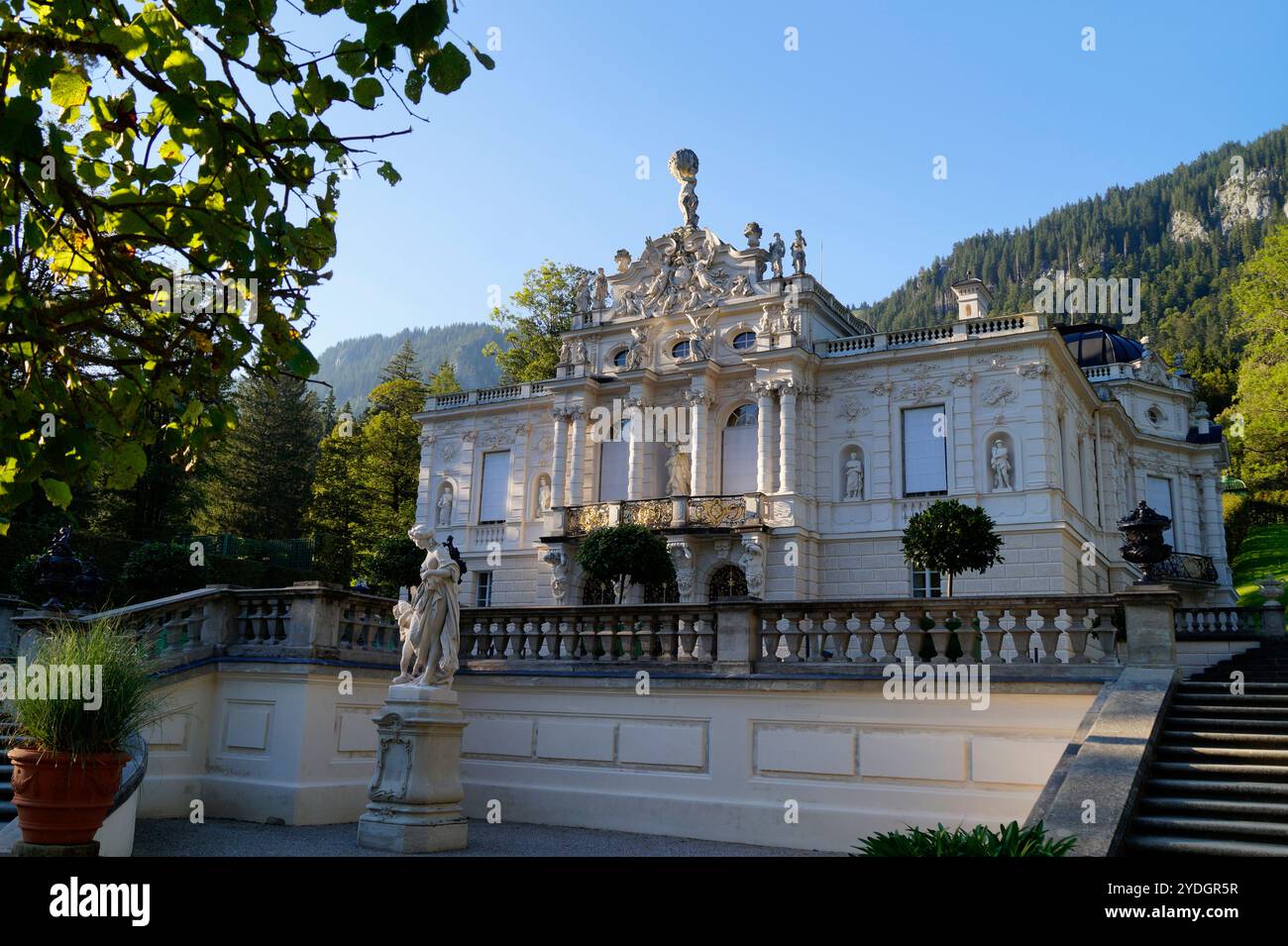 Rococo castle Linderhof built by the Bavarian king Ludwig II in the ...