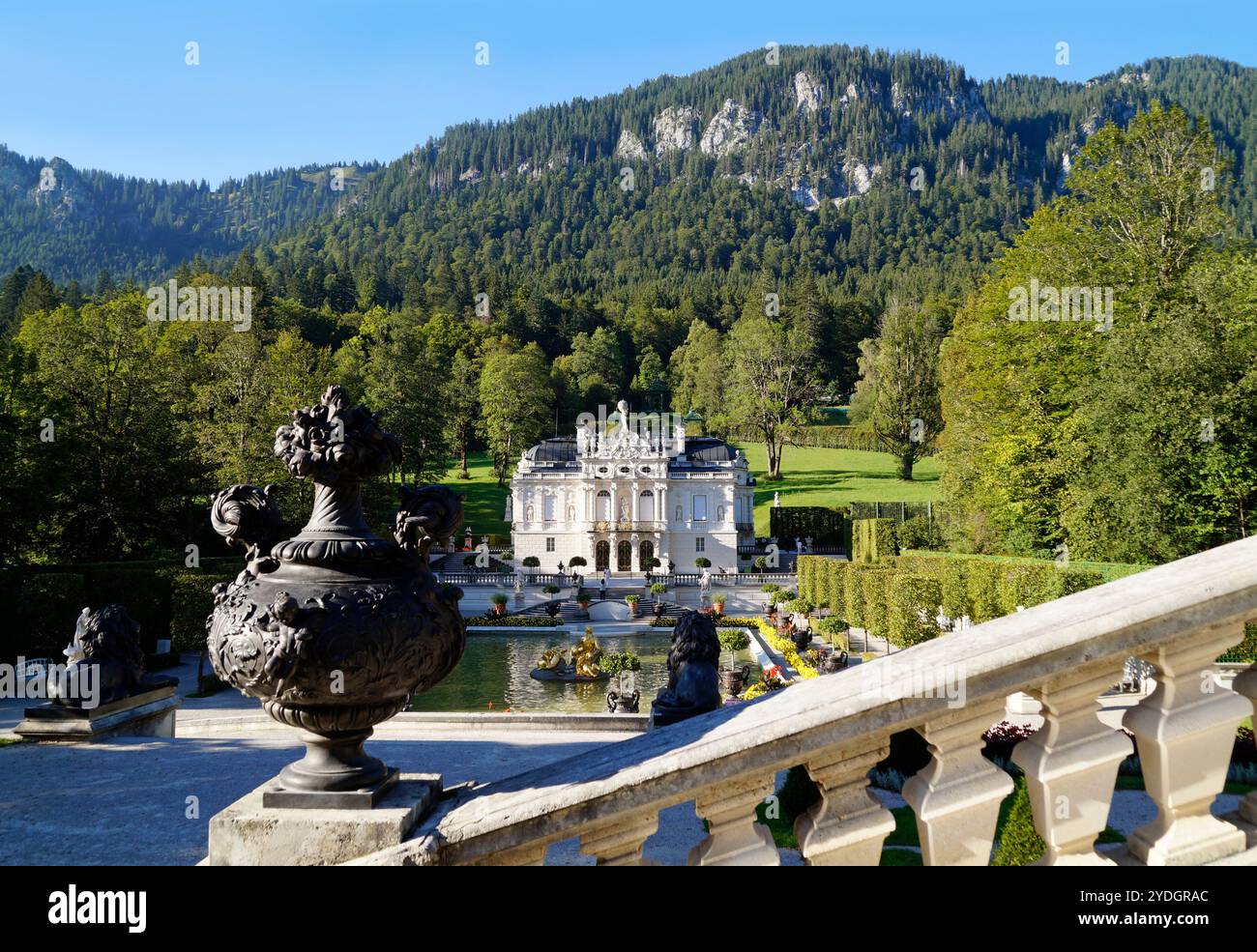 Rococo castle Linderhof built by the Bavarian king Ludwig II in the ...