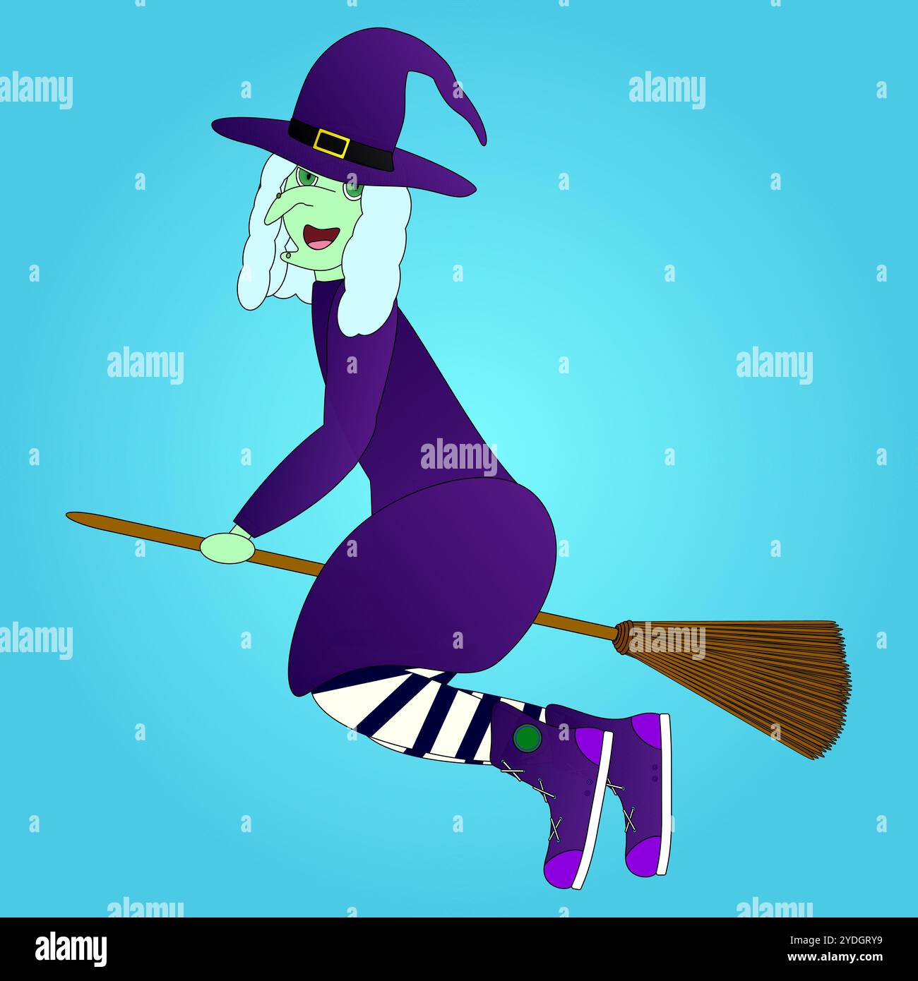 Cartoon witch broom flying Stock Vector Images - Alamy