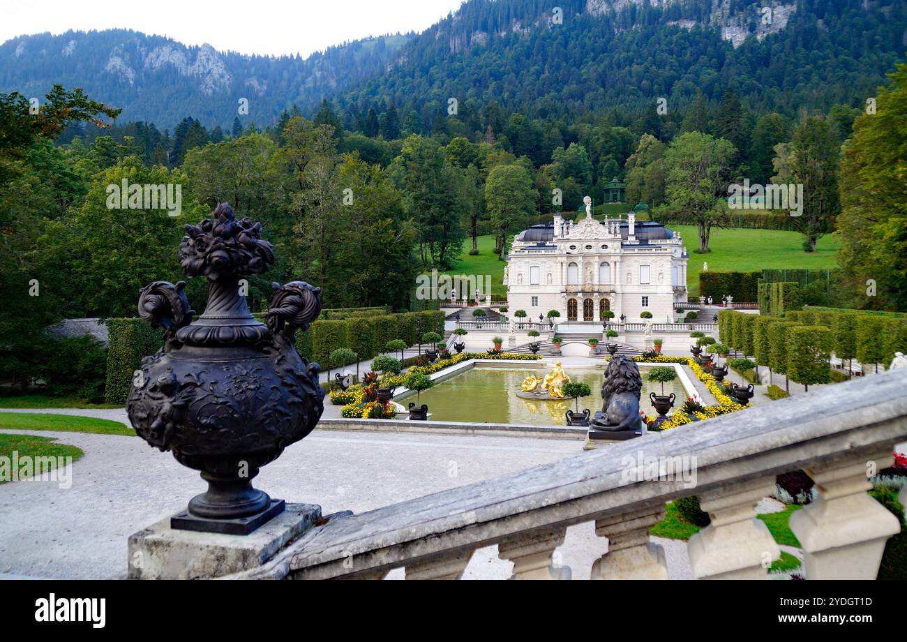 Rococo castle Linderhof built by the Bavarian king Ludwig II in the ...