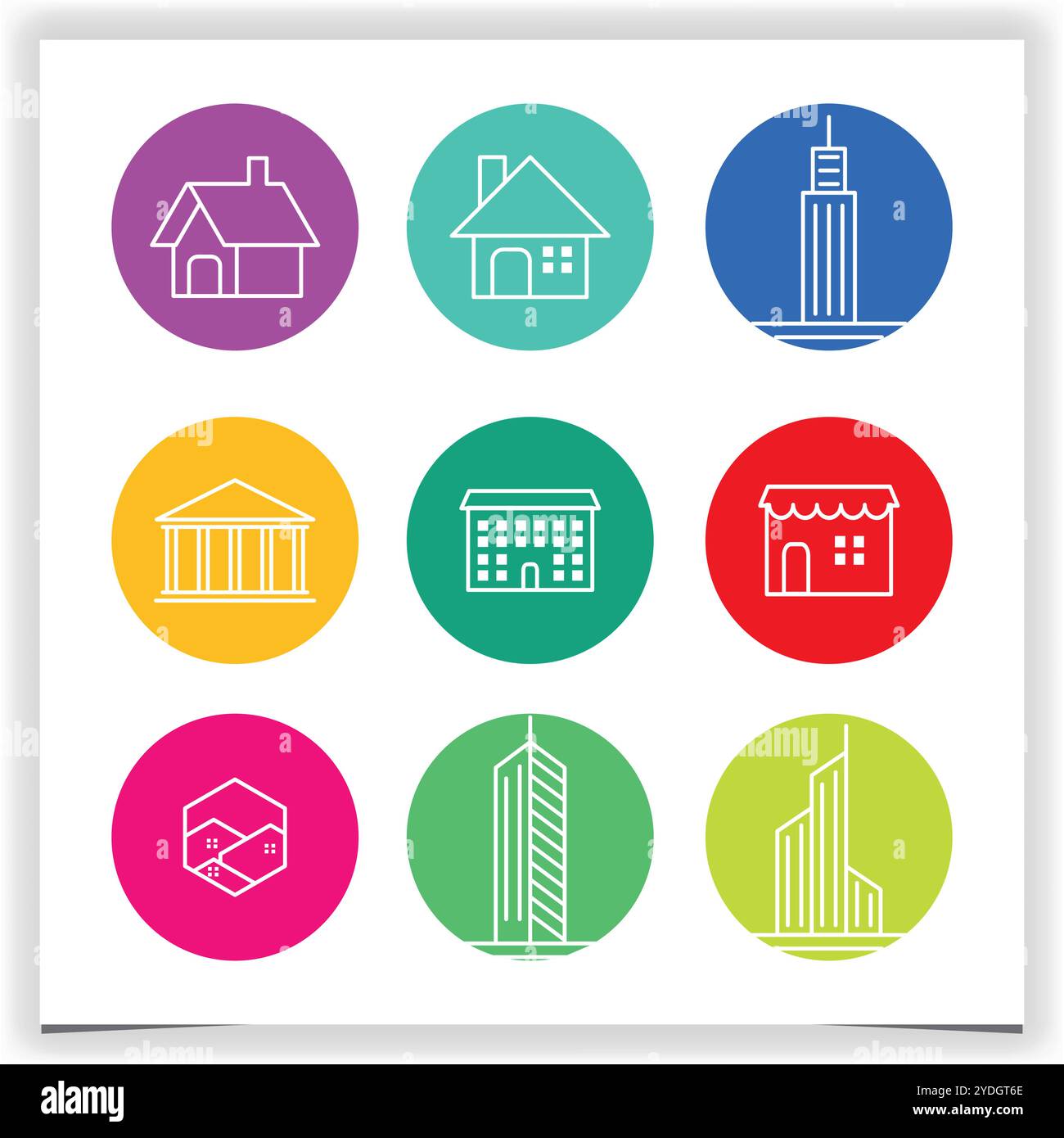 Vector colorful building and real estate icons Stock Vector Image & Art ...