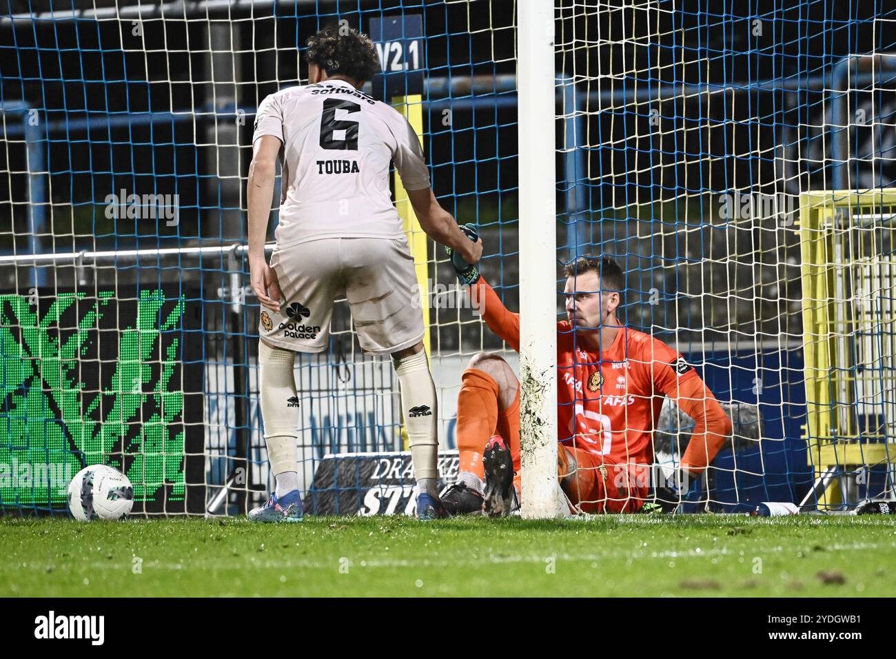 Denderleeuw, Belgium. 26th Oct, 2024. Mechelen's Ahmed Touba and ...