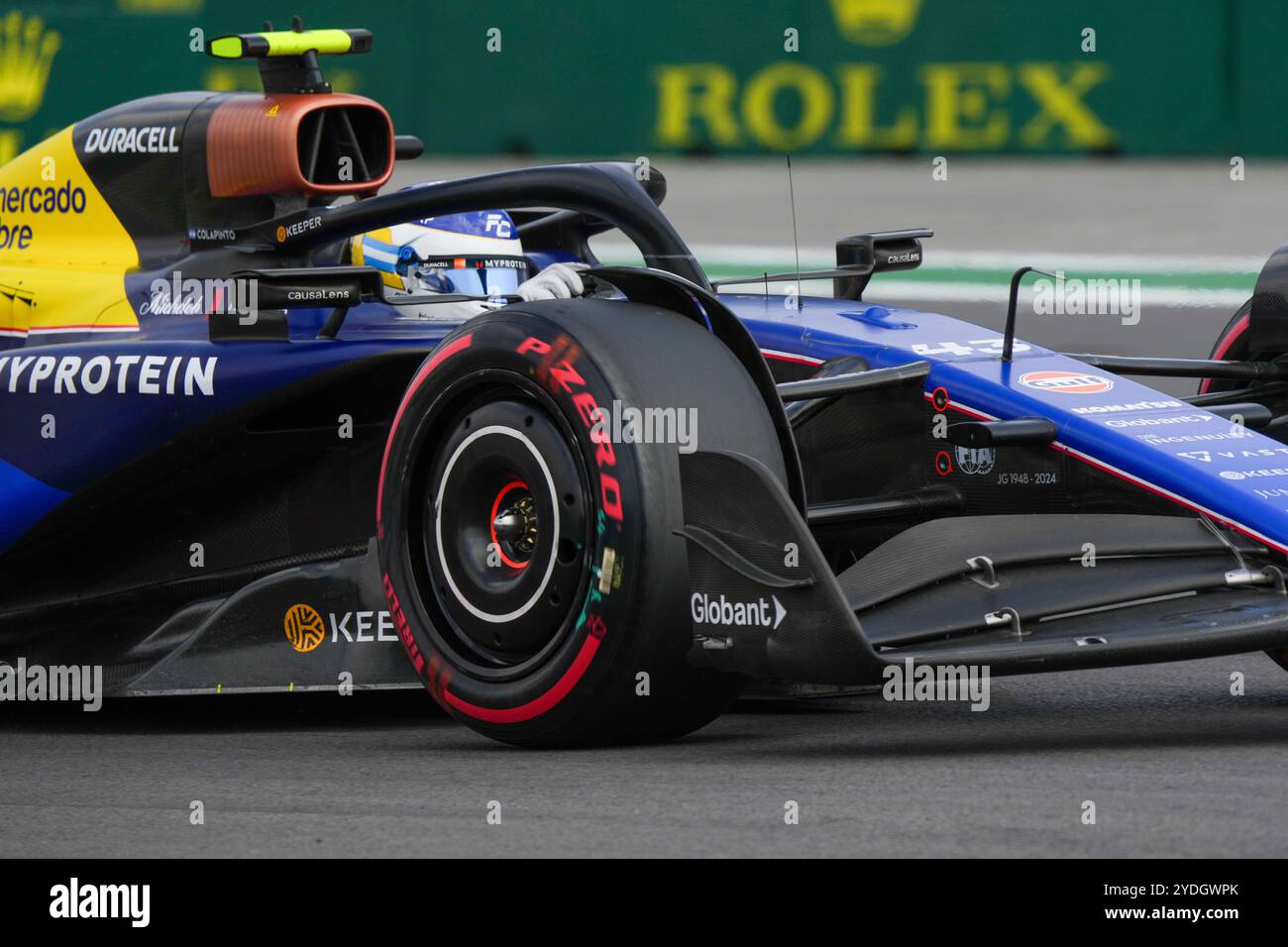 Williams driver Franco Colapinto, of Argentina, steers his car during ...