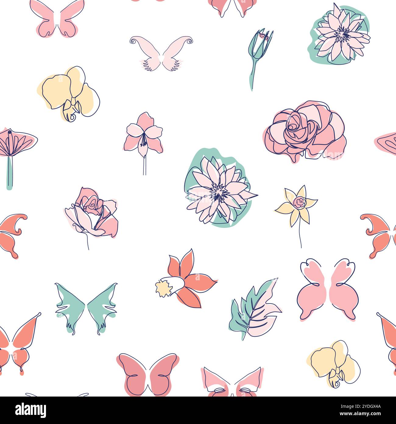 One line seamless modern pattern. flowers modern simplicity vector ...