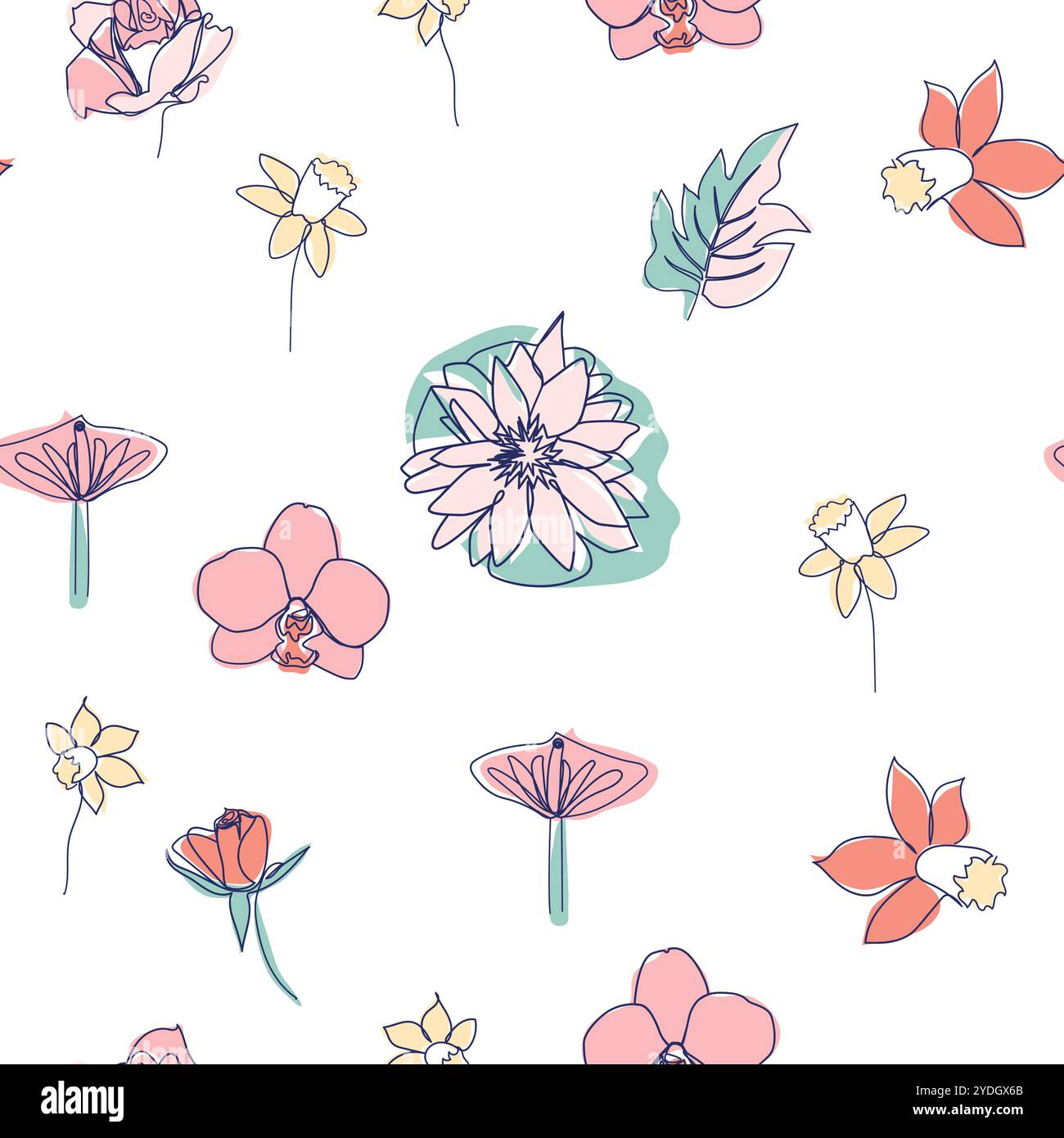 One line seamless modern pattern. flowers modern simplicity vector ...