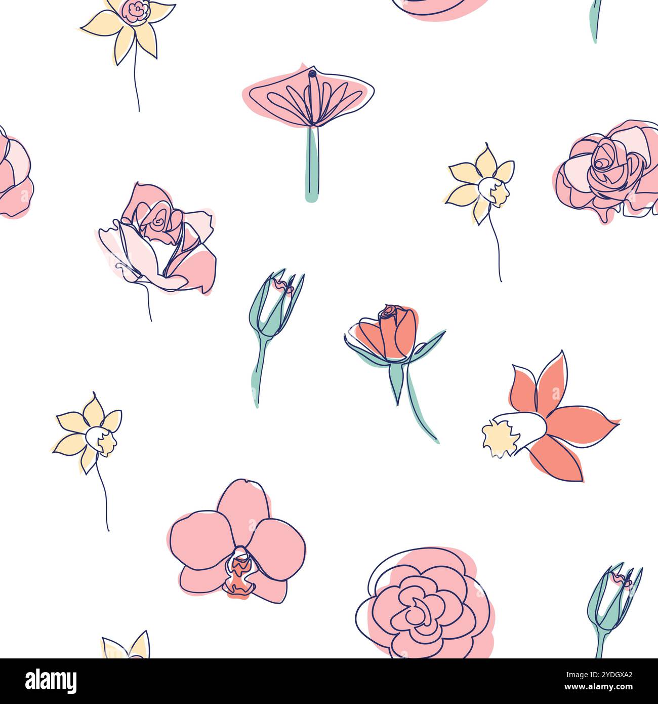 One line seamless modern pattern. flowers modern simplicity vector ...