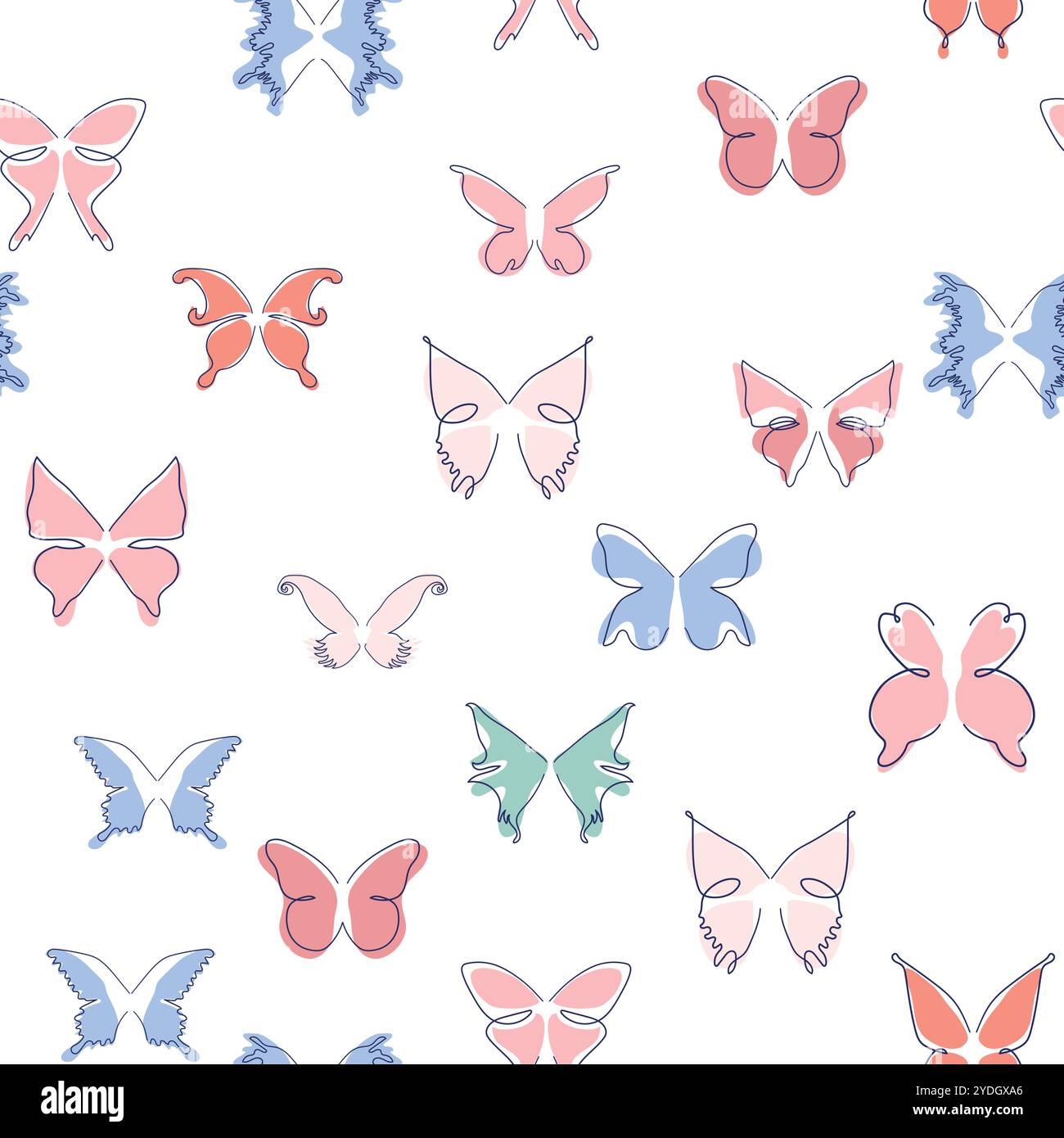 Line art butterfly illustrations Minimalist trendy abstract seamless ...