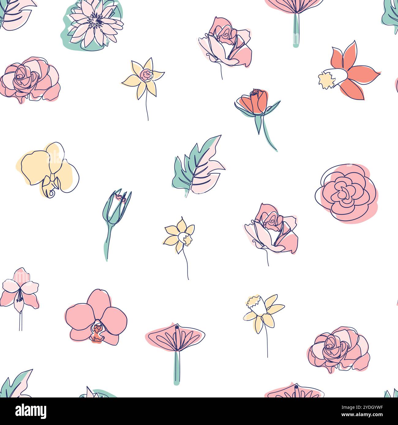 One line seamless modern pattern. flowers modern simplicity vector ...
