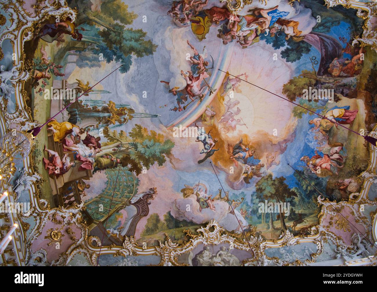 Steinerner Saal Rococo style filled grand hall in Nymphenburg Palace ...