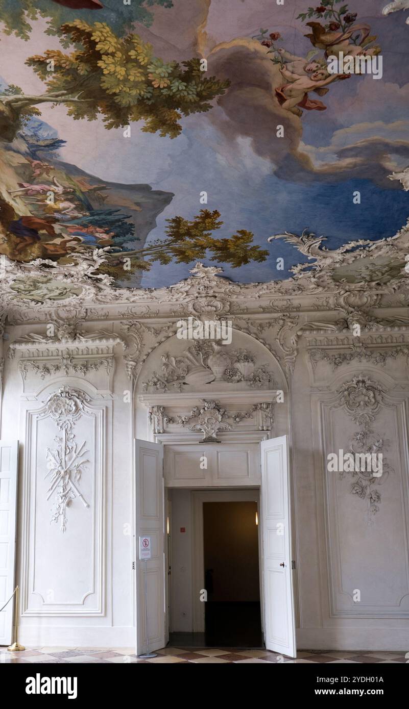 Steinerner Saal Rococo style filled grand hall in Nymphenburg Palace ...