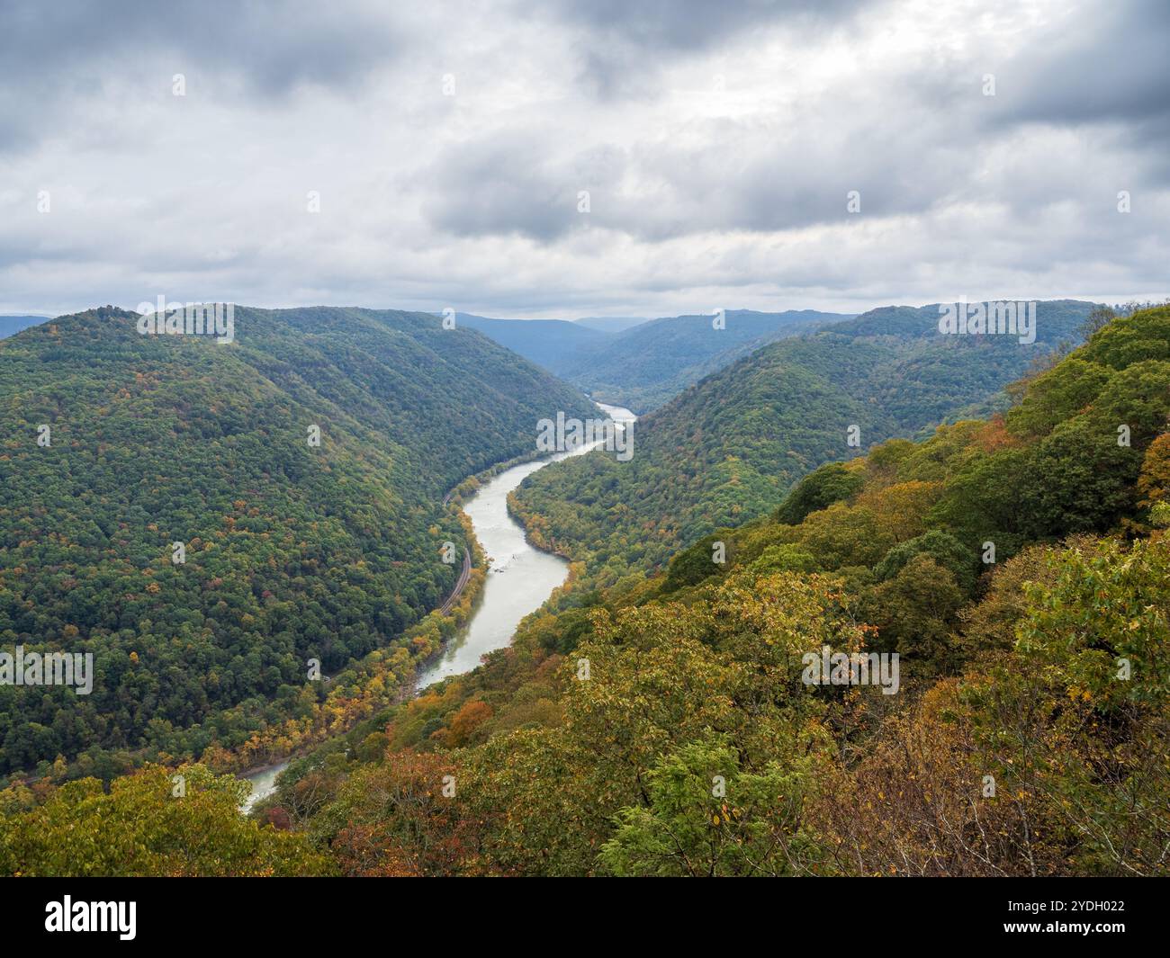 Grandview Rim at New River Gorge National Park, West Virginia, displays ...