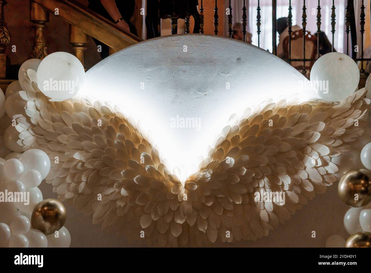 Illuminated Angel Wings Decor for Elegant Event Celebration Stock Photo ...