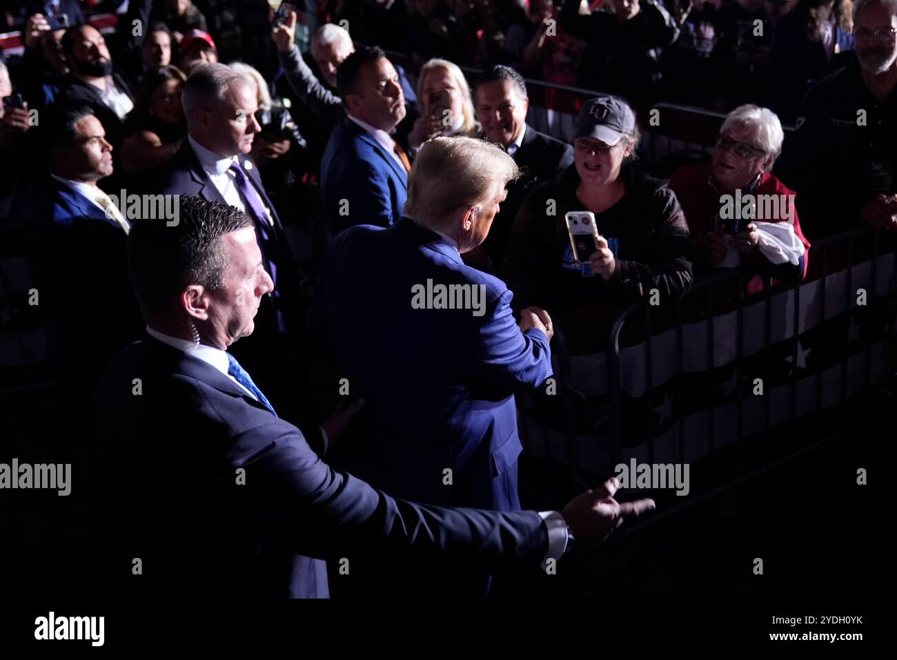 Republican presidential nominee former President Donald Trump greets ...