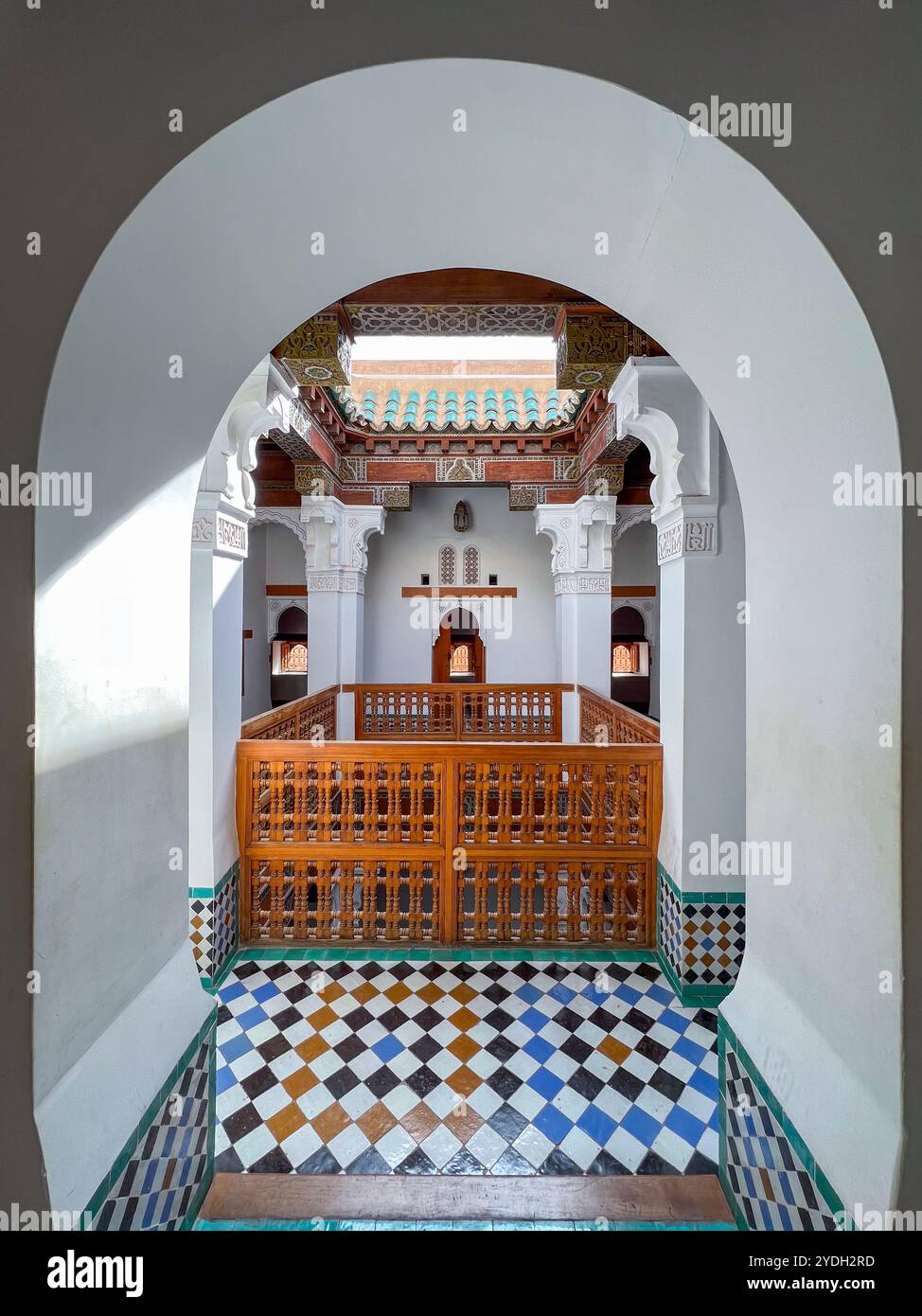 Ben Youssef Madrasa dormitory inner courtyard, Marrakesh Stock Photo ...