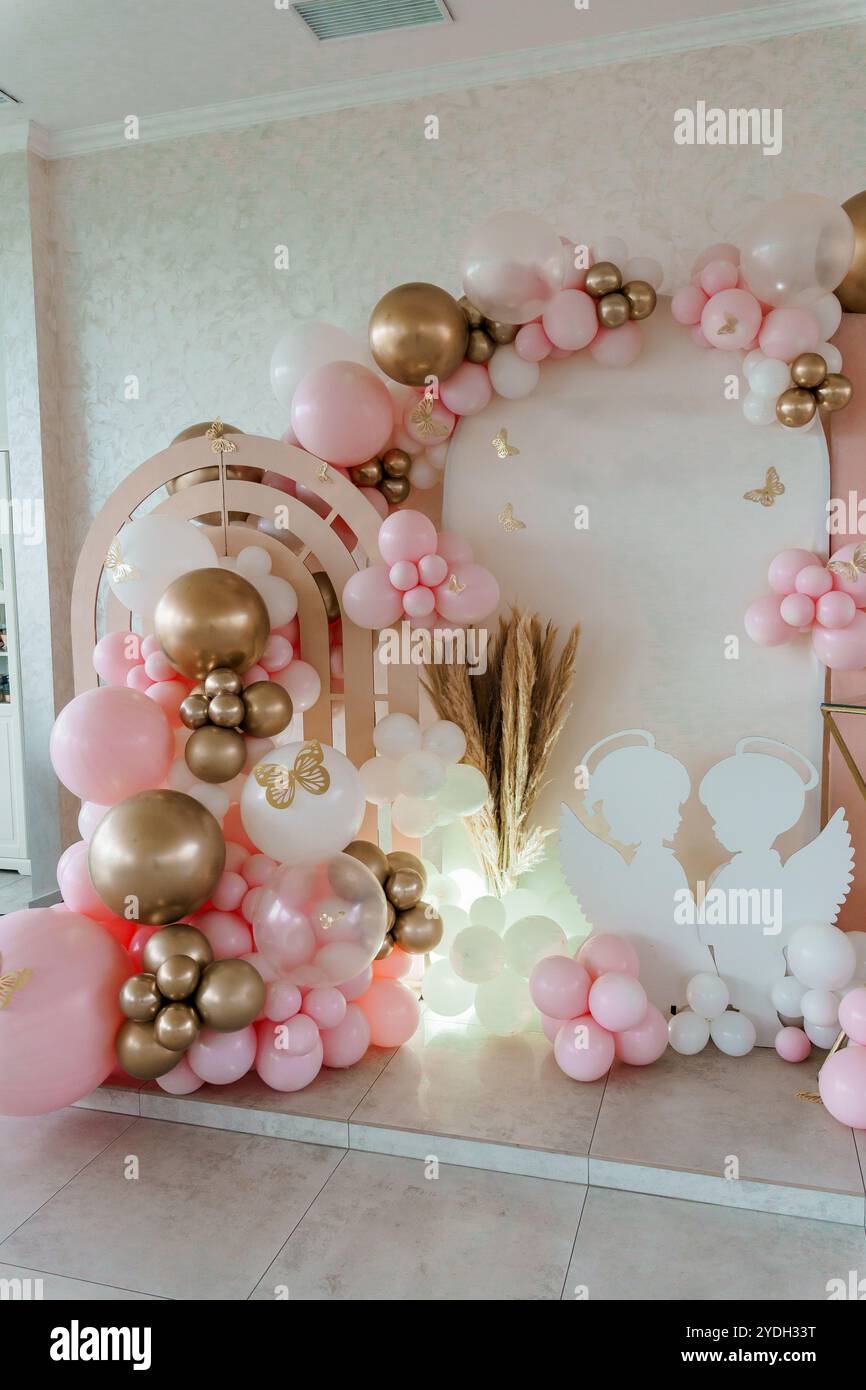 Elegant Balloon Arch with Golden Accents for Celebration Stock Photo ...