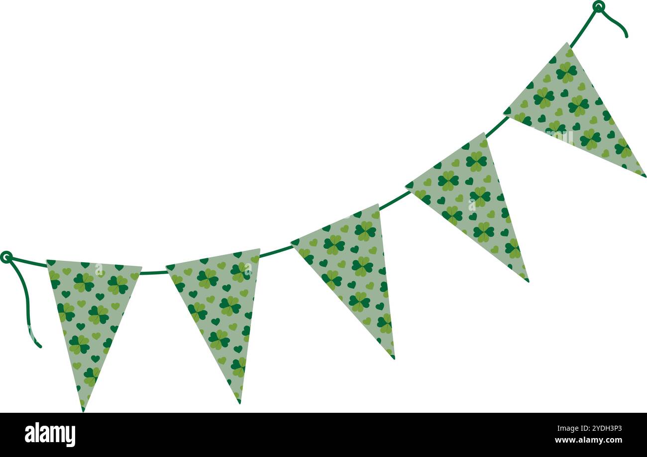 Triangular Pennants with quatrefoil clover pattern on a rope in trendy ...