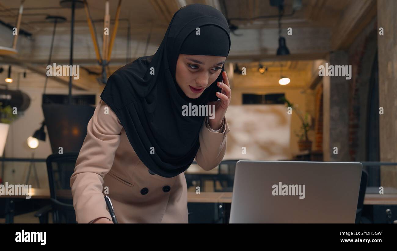 Arabian muslim woman female office lady businesswoman islamic in hijab ...