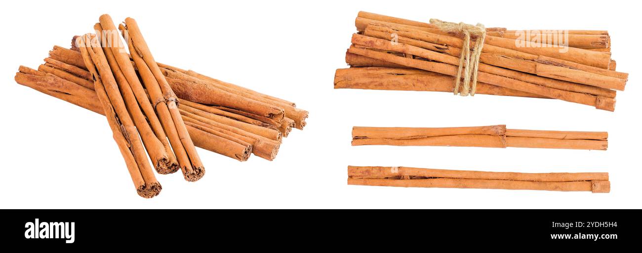 Cinnamon sticks isolated on white background with full depth of field ...