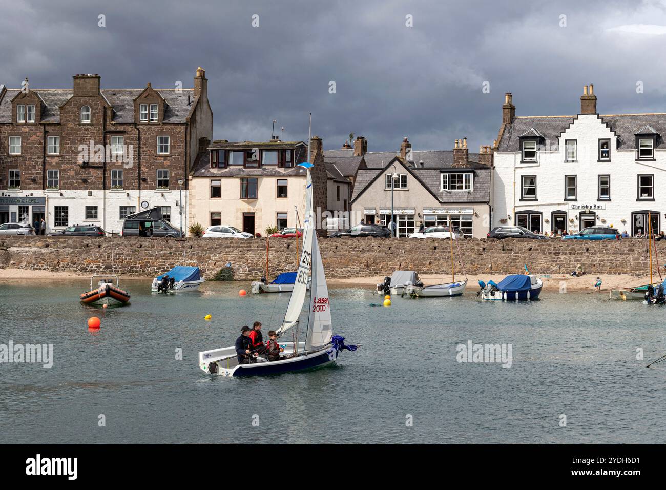 Cadet sailing dinghy, Stonehaven Harbour, Stonehaven, Aberdeenshire ...
