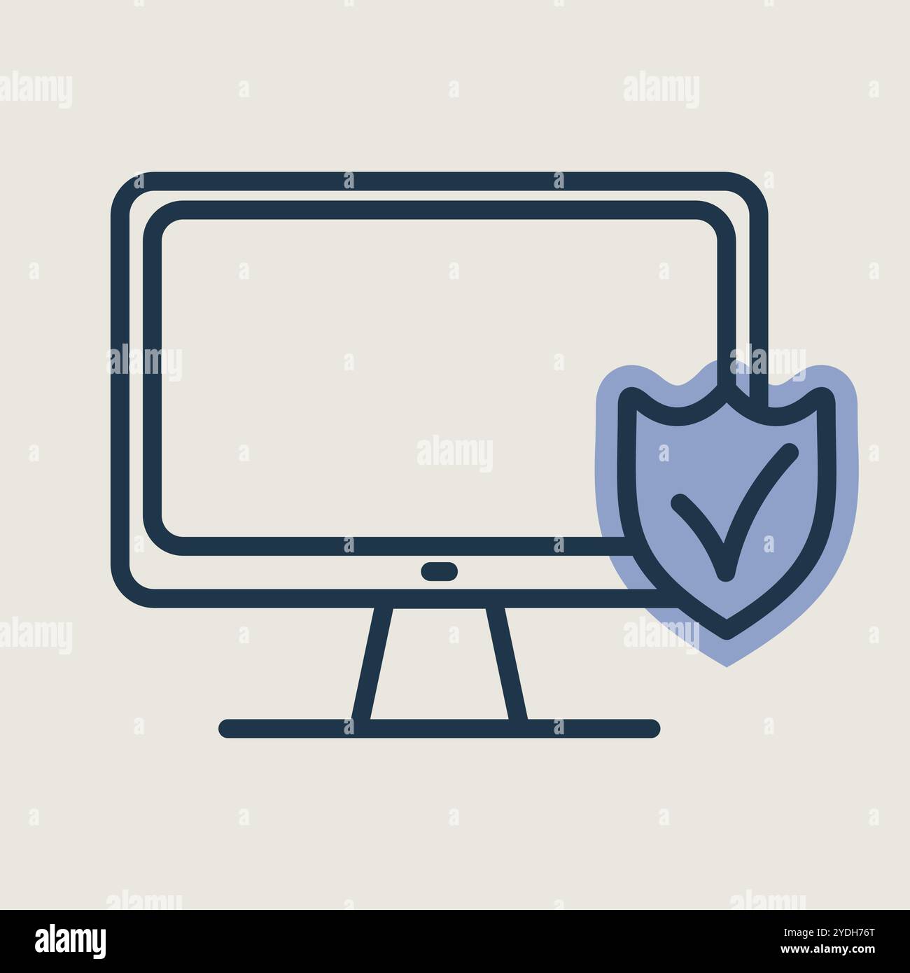Monitor with shield and check mark vector icon. Security sign. Graph ...