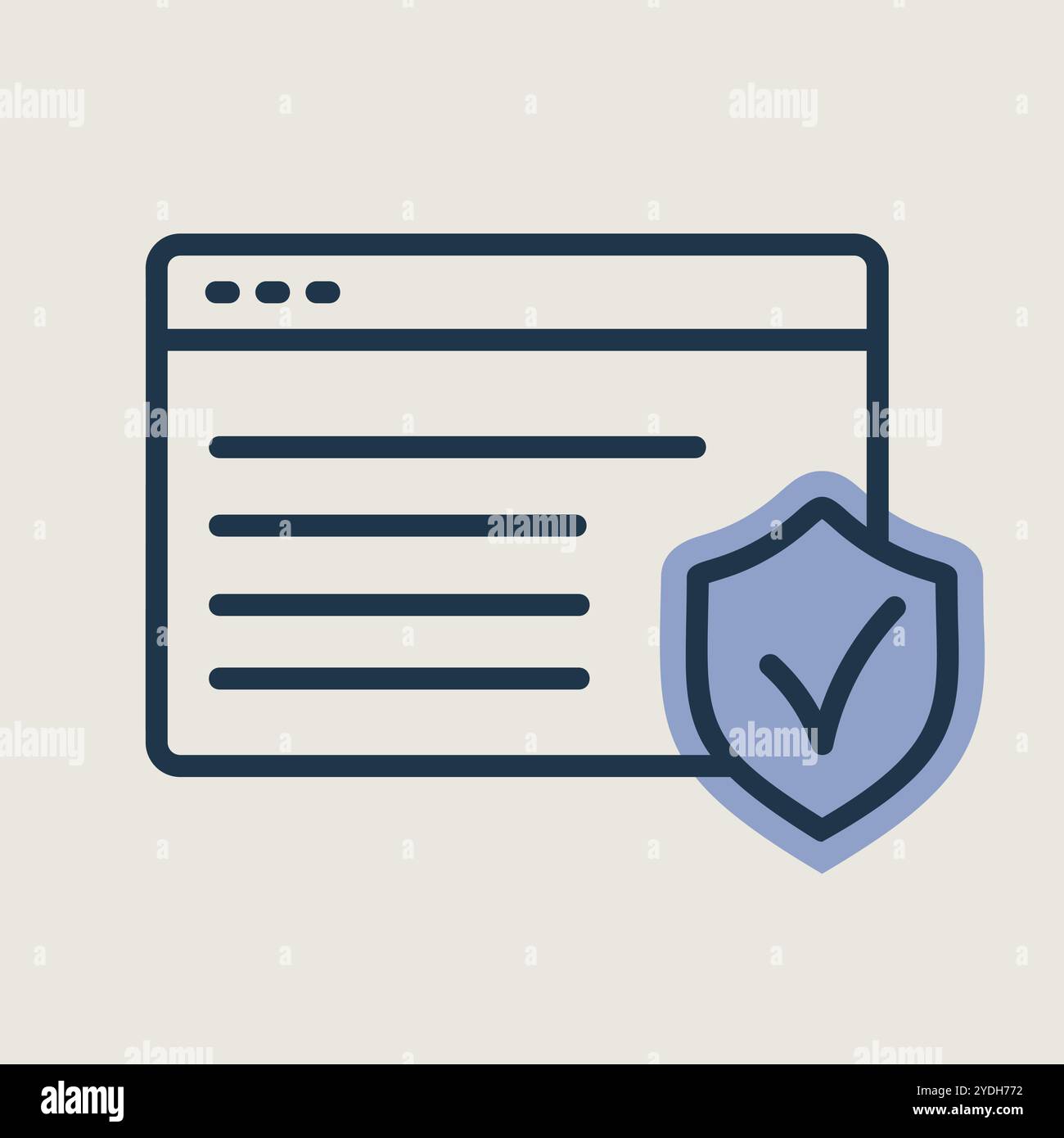 Internet safety vector icon. Web page with protection shield. Security ...