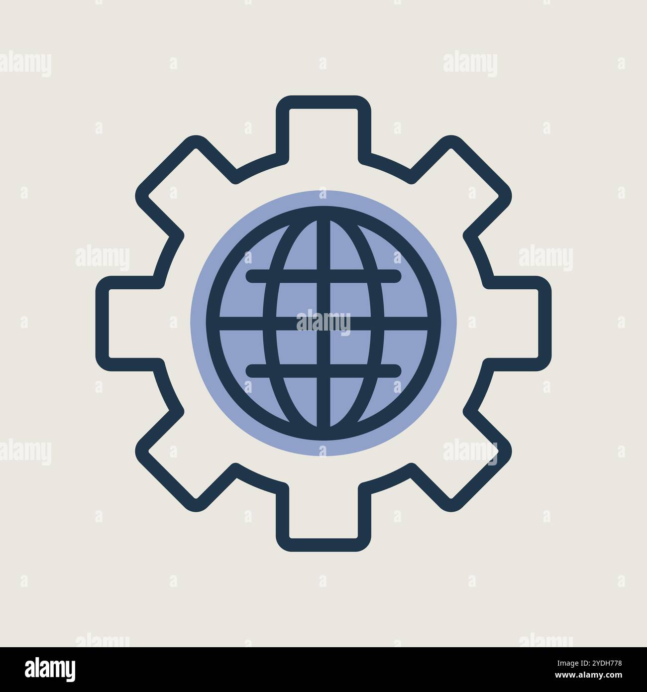 Globe with gears vector icon. World mechanism symbol. Global ...