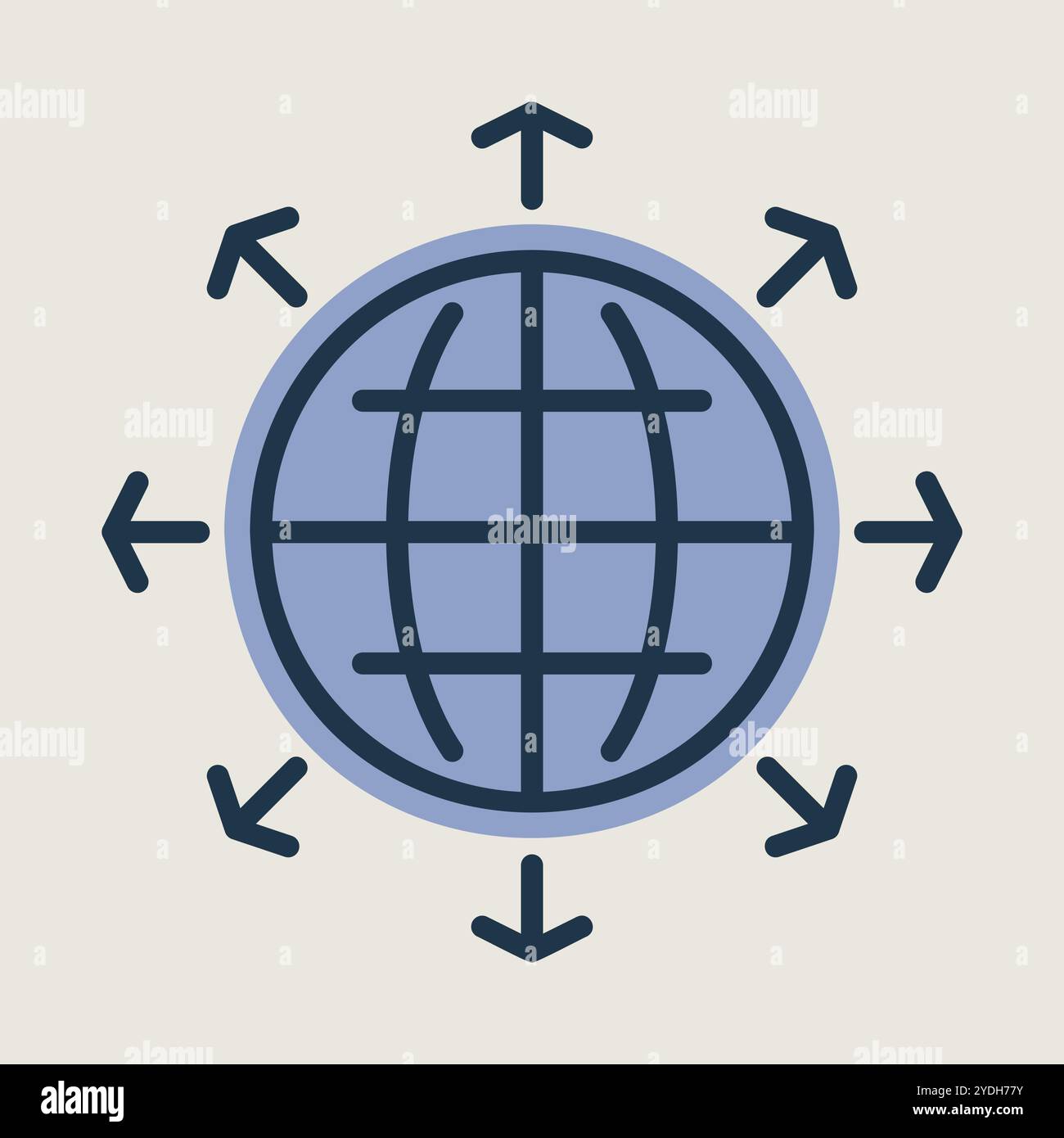 Arrows outside from globe vector icon. Global communication filled ...