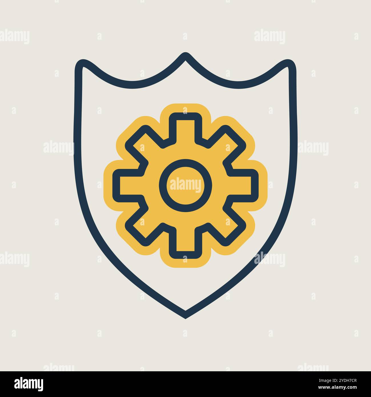Shield with gear vector icon. Shield protection symbol. Security sign ...