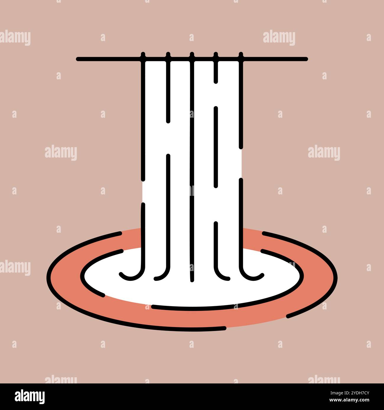 Waterfall of natural vacation vector isolated icon. Nature sign. Graph ...