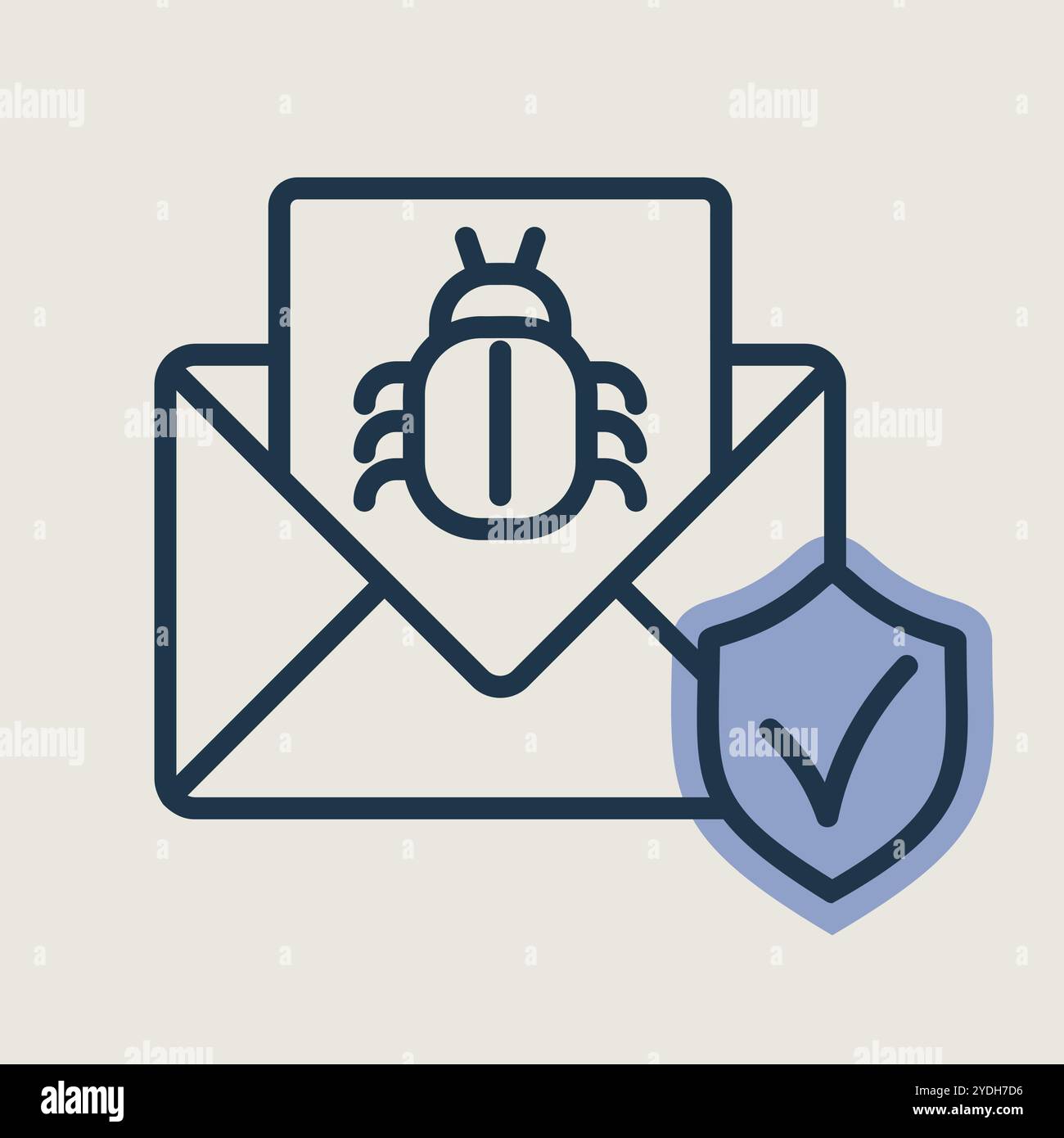 Mail infected malware vector icon. Envelope with mail and virus bug ...