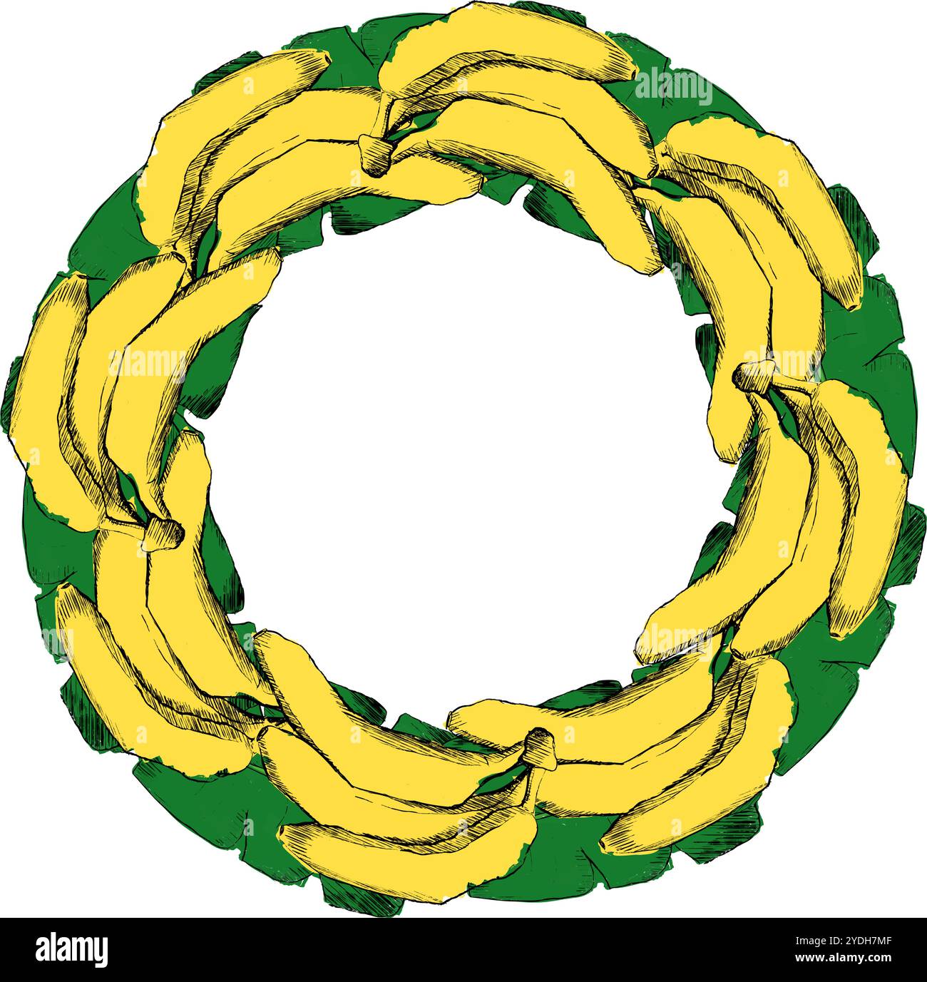 Summer fruit yellow banana round circle frame composition. Banana ...