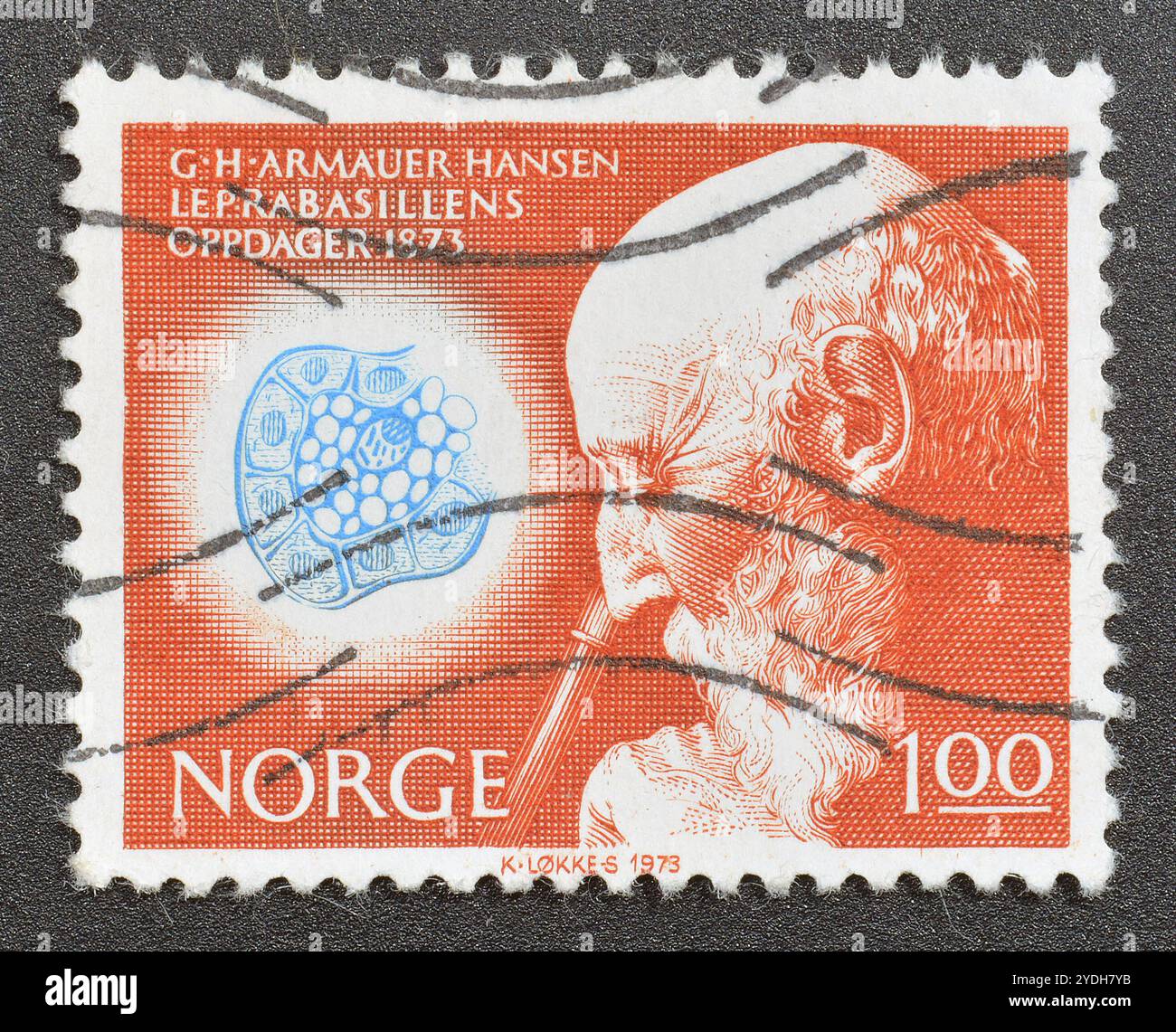 Cancelled postage stamp printed by Norway, that shows portrait of ...