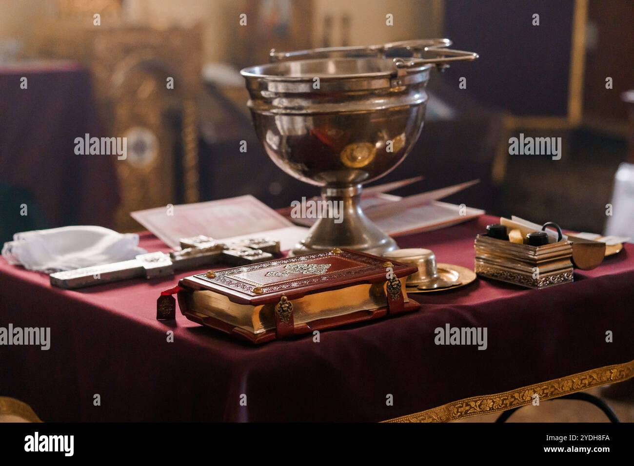 Sacred Elements of Worship Adorning a Church Altar Stock Photo - Alamy