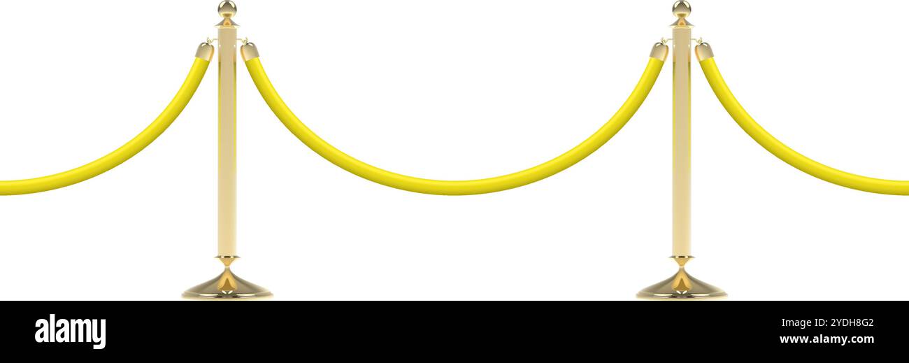 Barriers with yellow rope, seamless line. Realistic image of golden ...