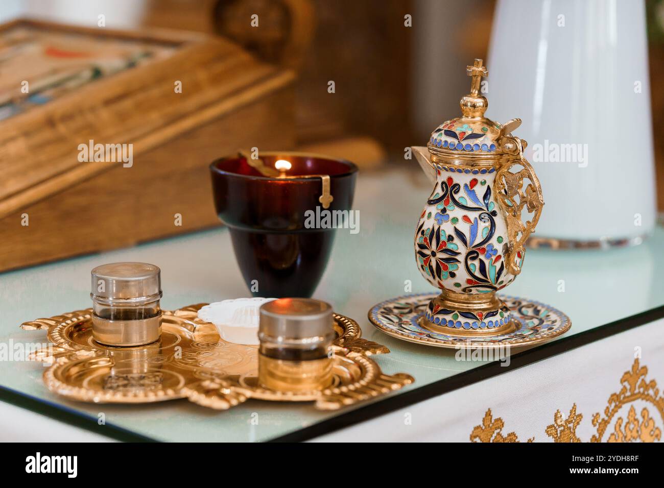 Elegant Decorative Table Setup with Intricate Artifacts Stock Photo - Alamy